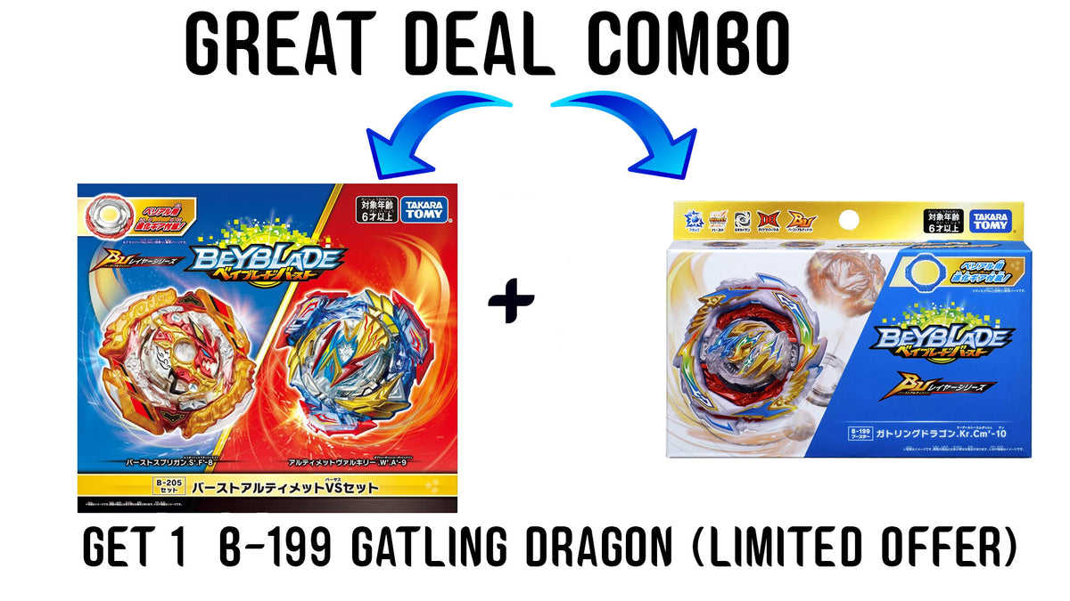 IN STOCK-Beyblade Burst B-205 Beyblade VS Set COMBO + Get B-199 Gatlin ...